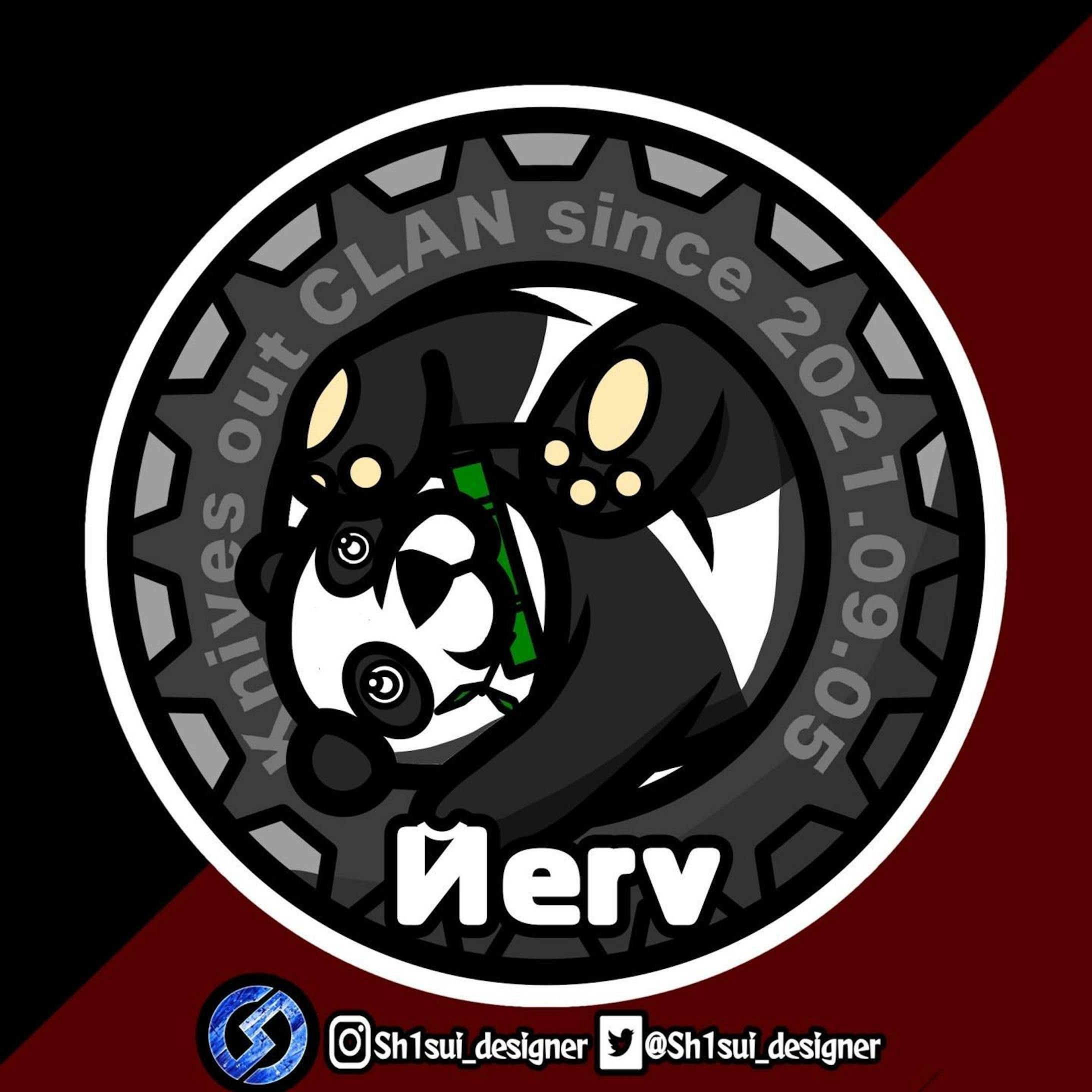 Mascot logo concept:パンダ text:Йerv Plz Twitter Follow& like #マスコットロゴ #Mascotlogo #キャラクターロゴ #クラン ...