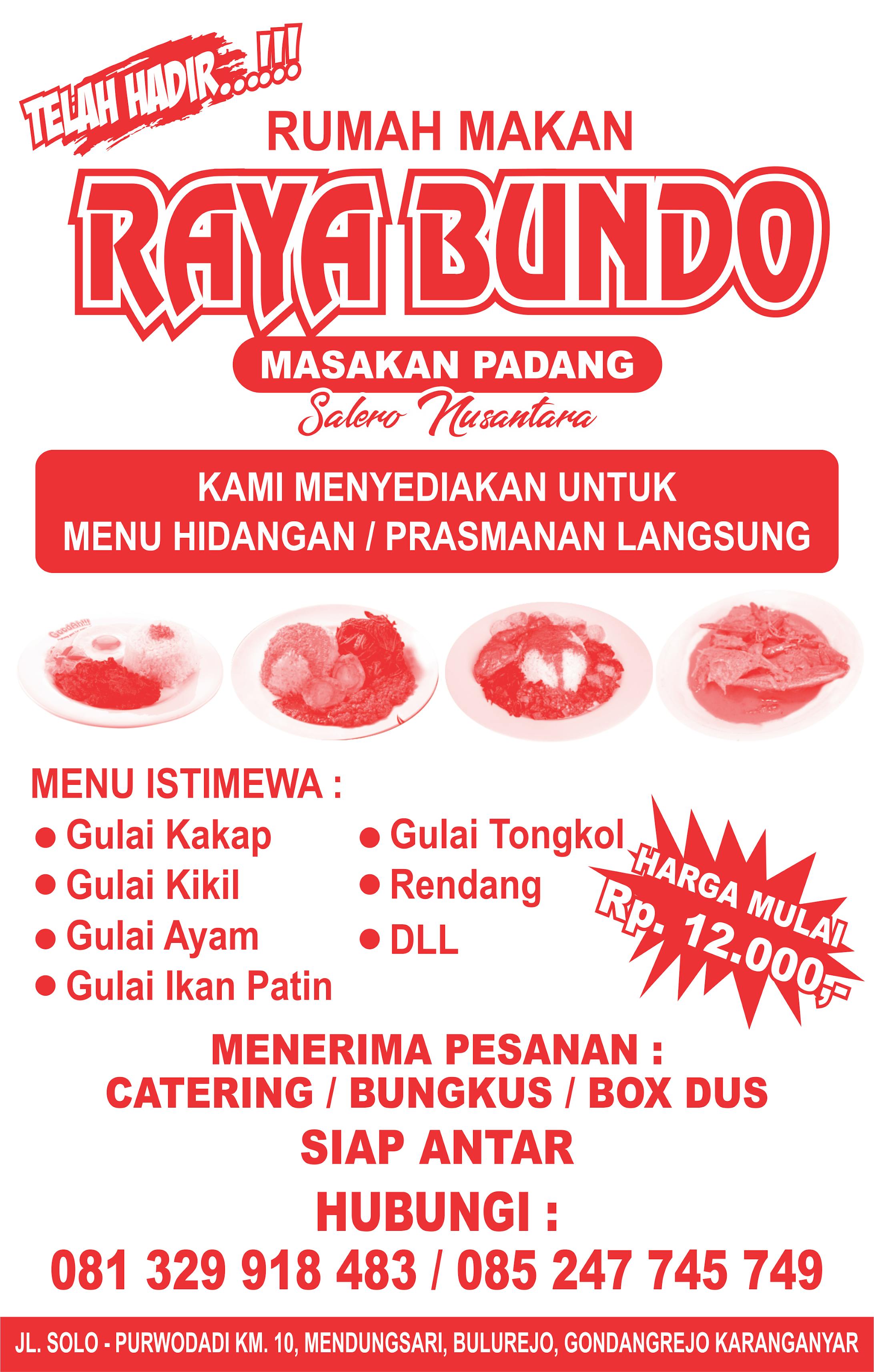 Brosur RM PADANG RAYA BUNDO