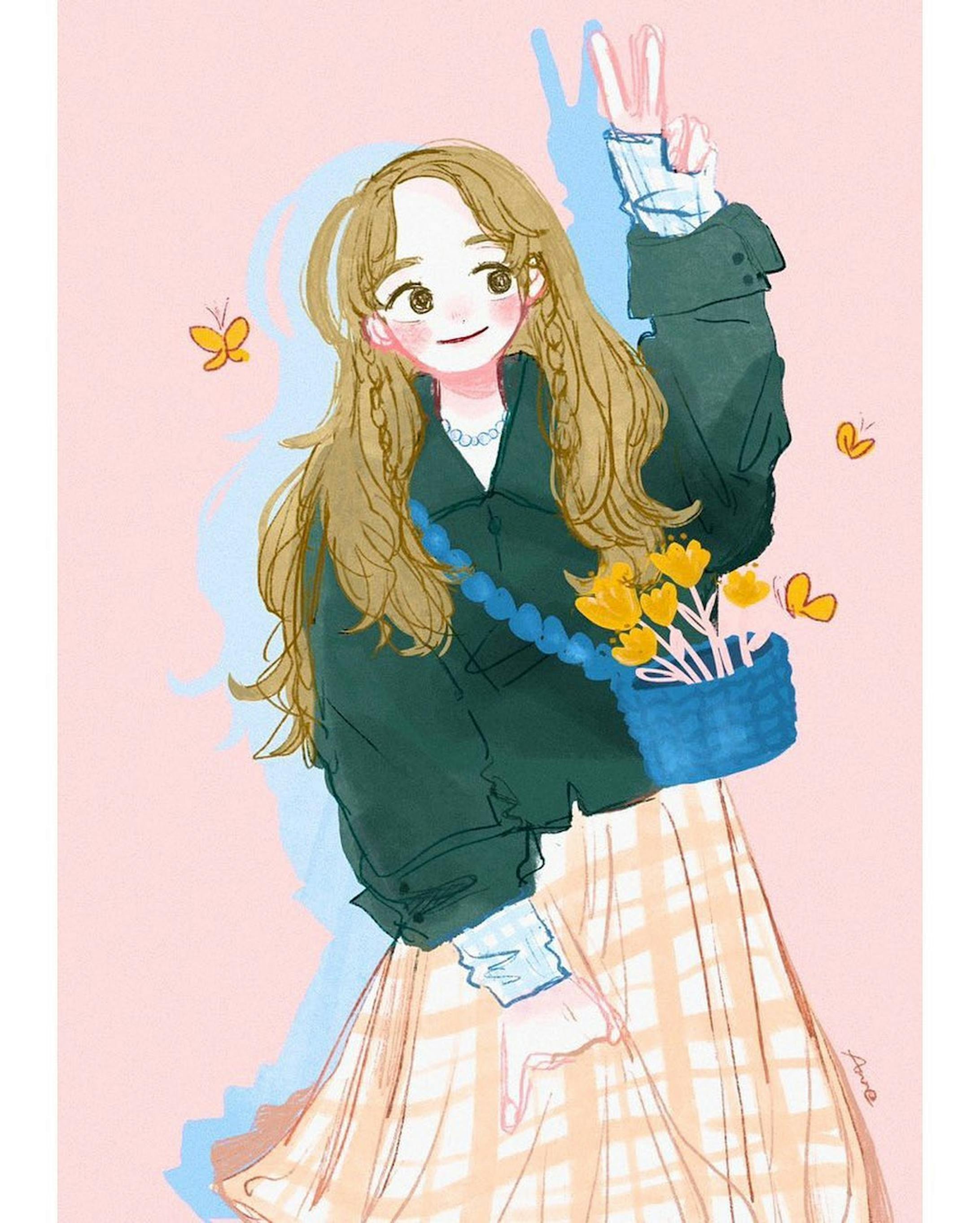 . 🌸 ️🦋 . . . 春が嬉しくて . . . . #illust #illustration #illustgram #art ...