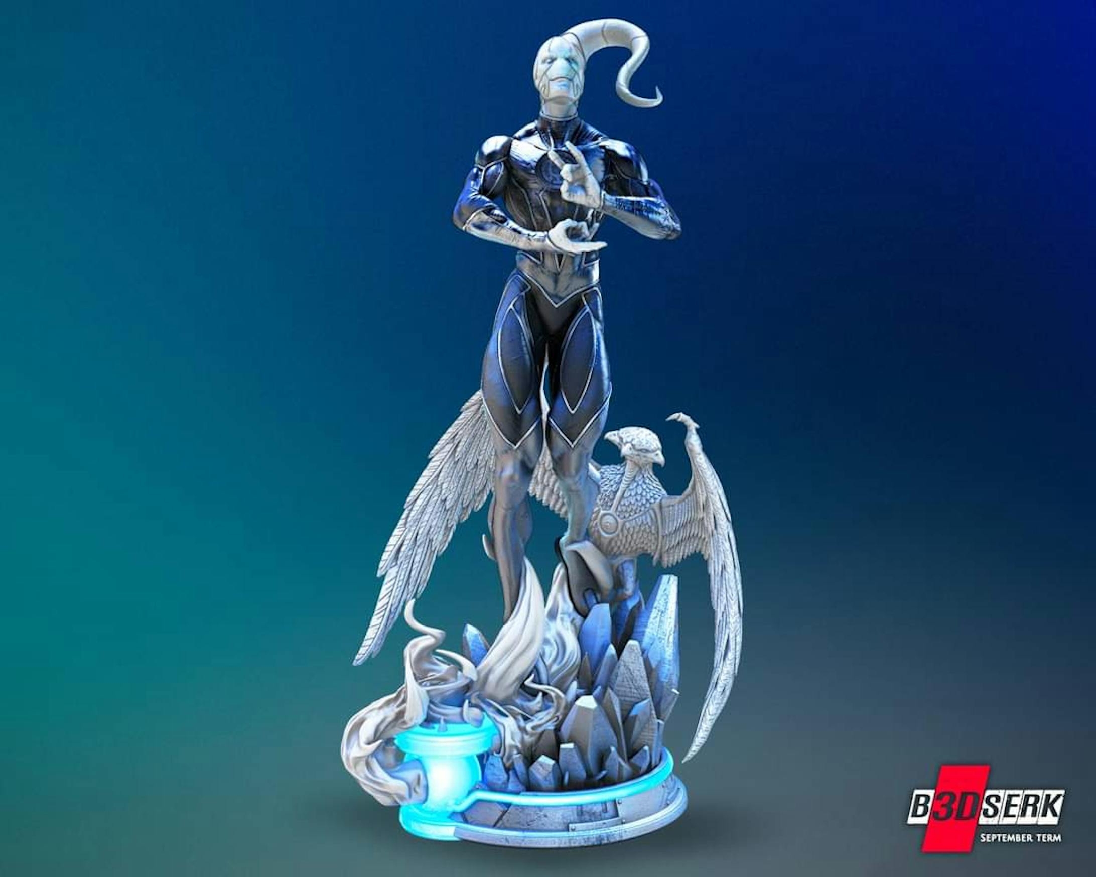 Blue Lantern Saint Walker Statue & Bust