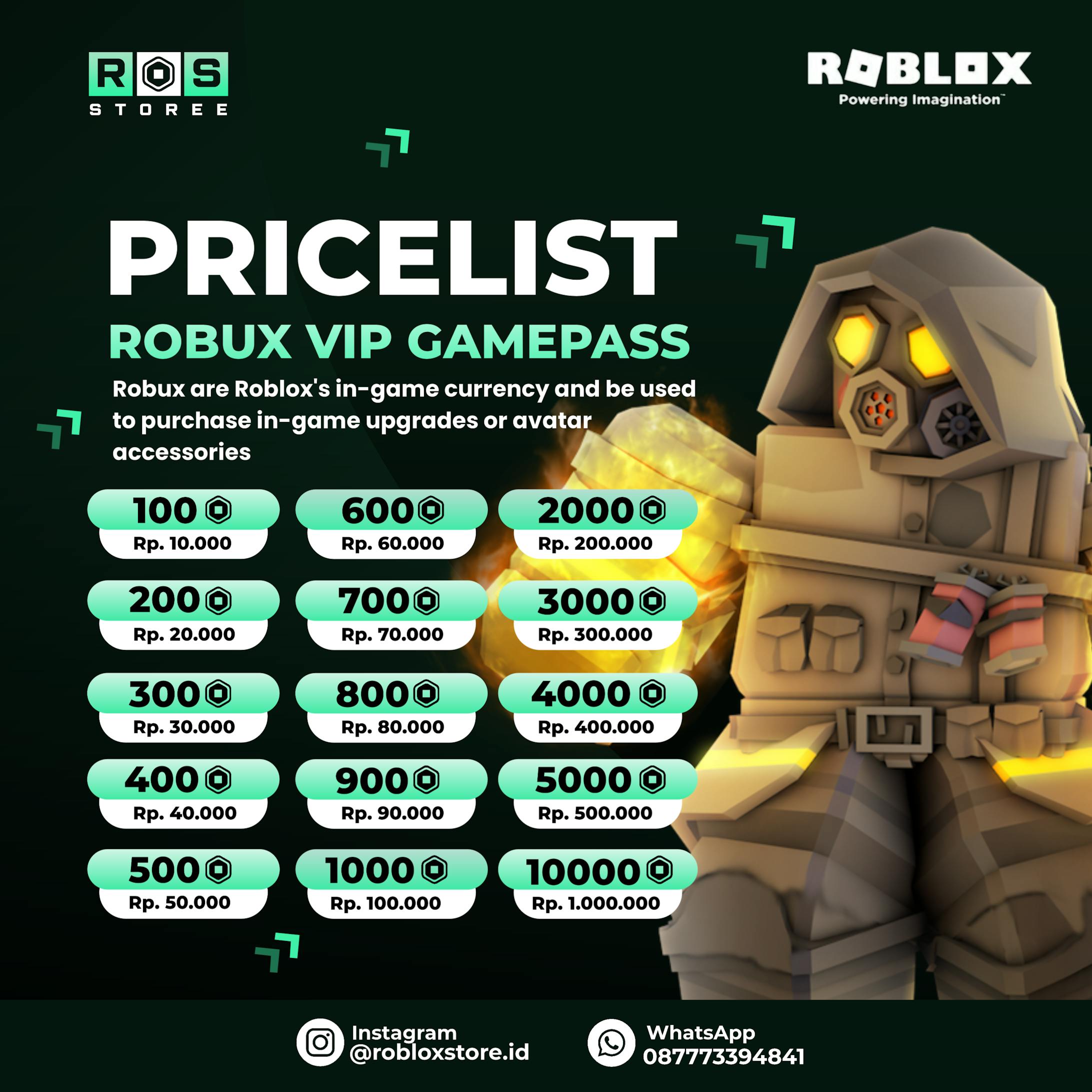 [ poster ] Pricelist Robux
