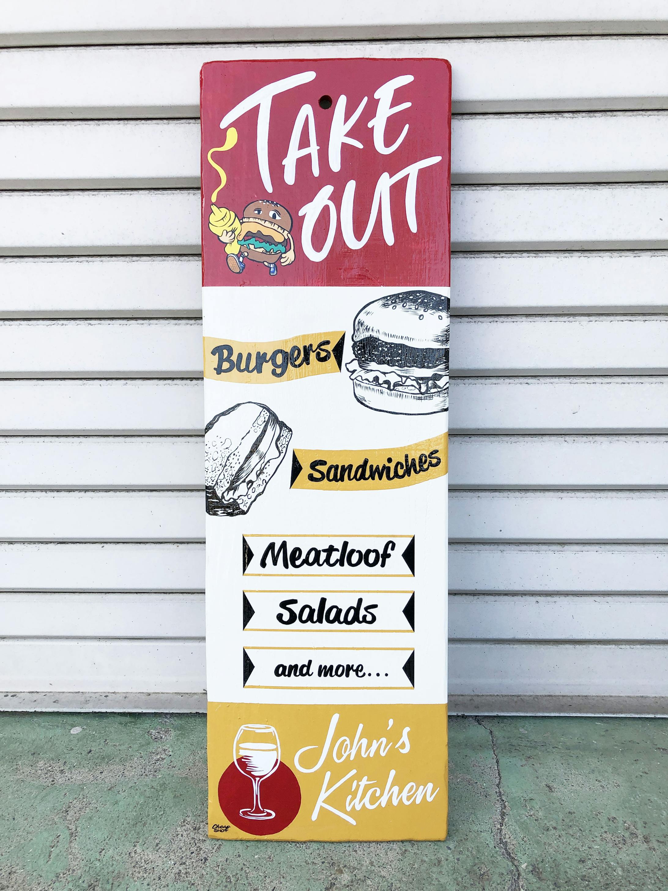 John's Kitchen | Take out Sign |Sign Paint